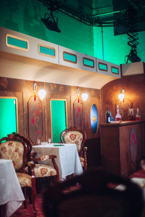 Full-scale luxury period train carriage stage set designed by students ...